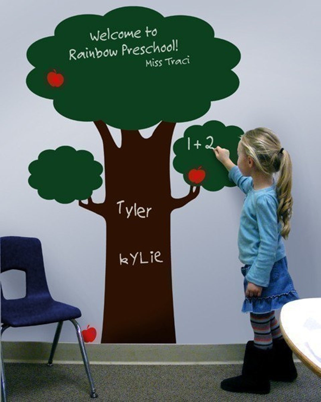 Large Chalkboard Tree Set, Vinyl Decal Wall Art - Etsy