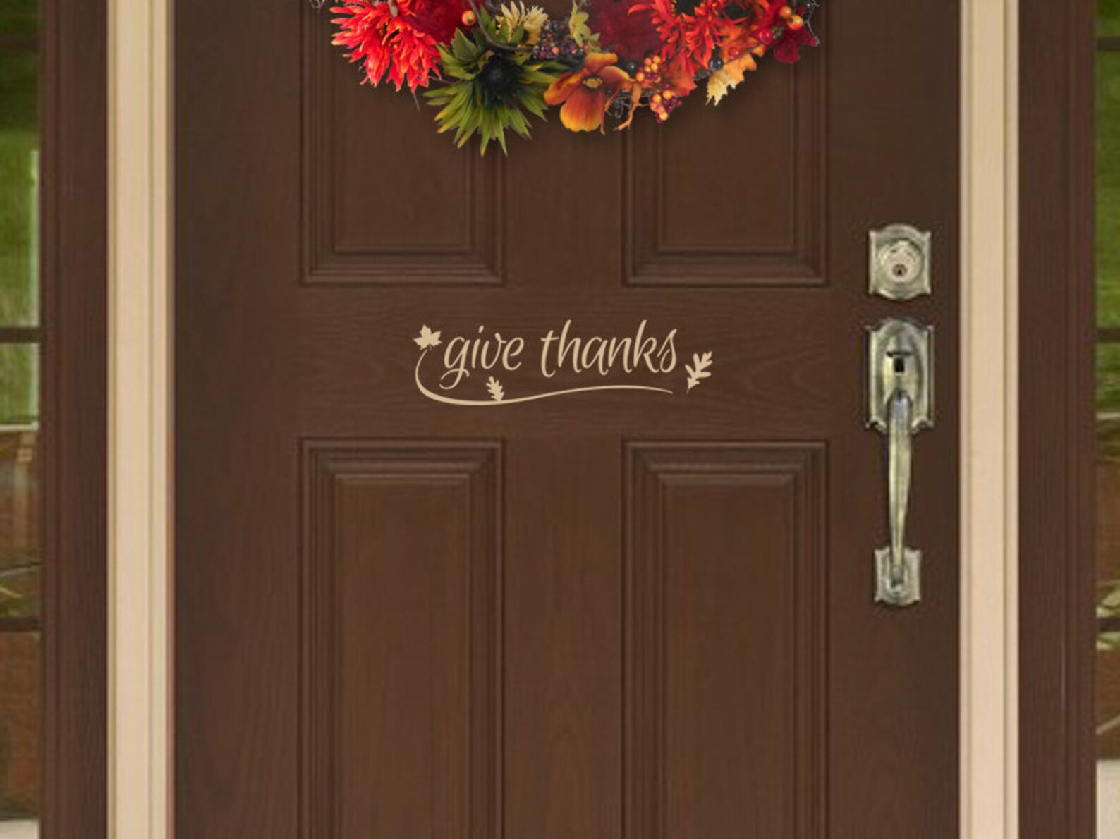 Give Thanks Door Decal Thanksgiving Vinyl Decal Fall | Etsy