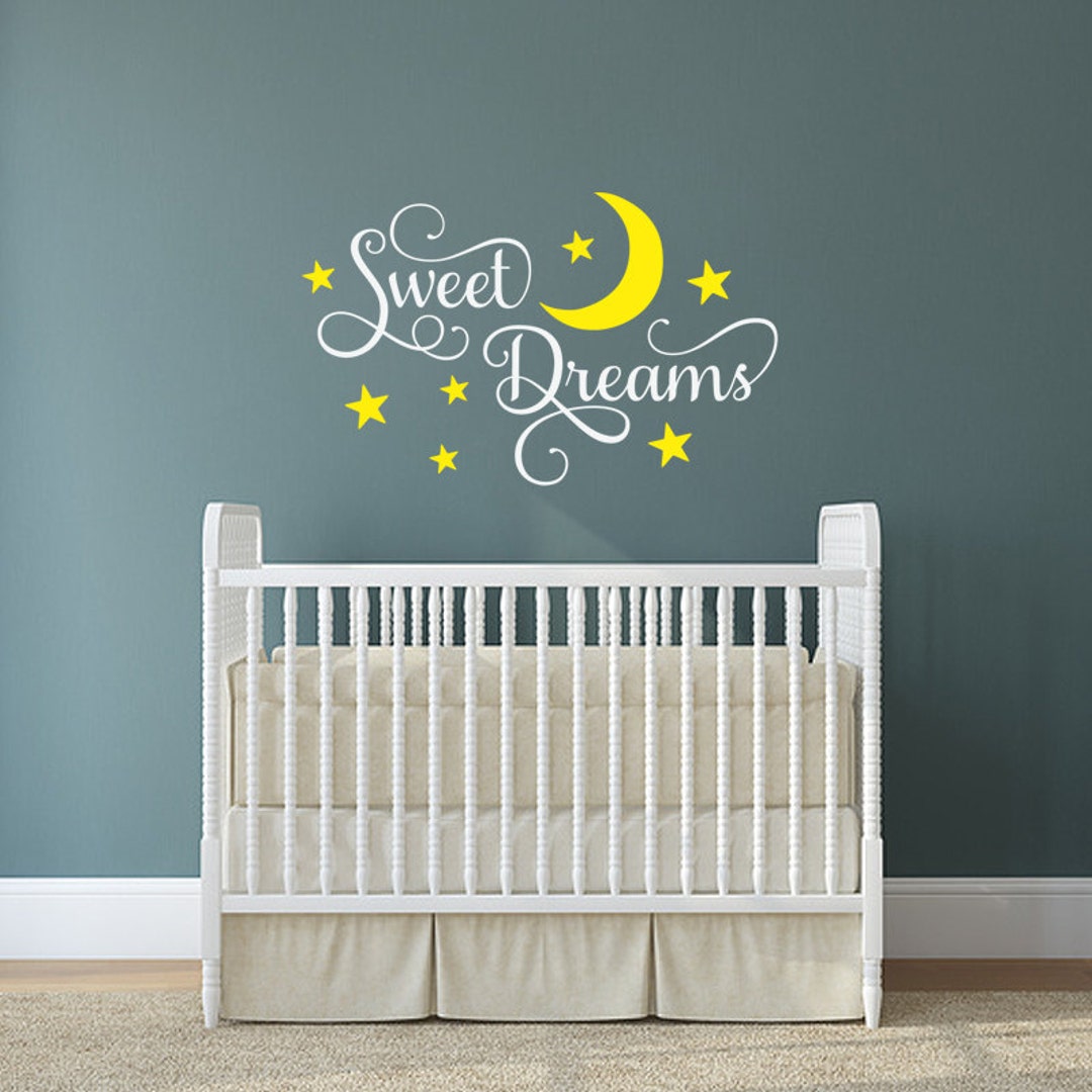 Sweet Dreams Nursery Wall Decal, Moon and Stars Decor, Vinyl Decal for ...