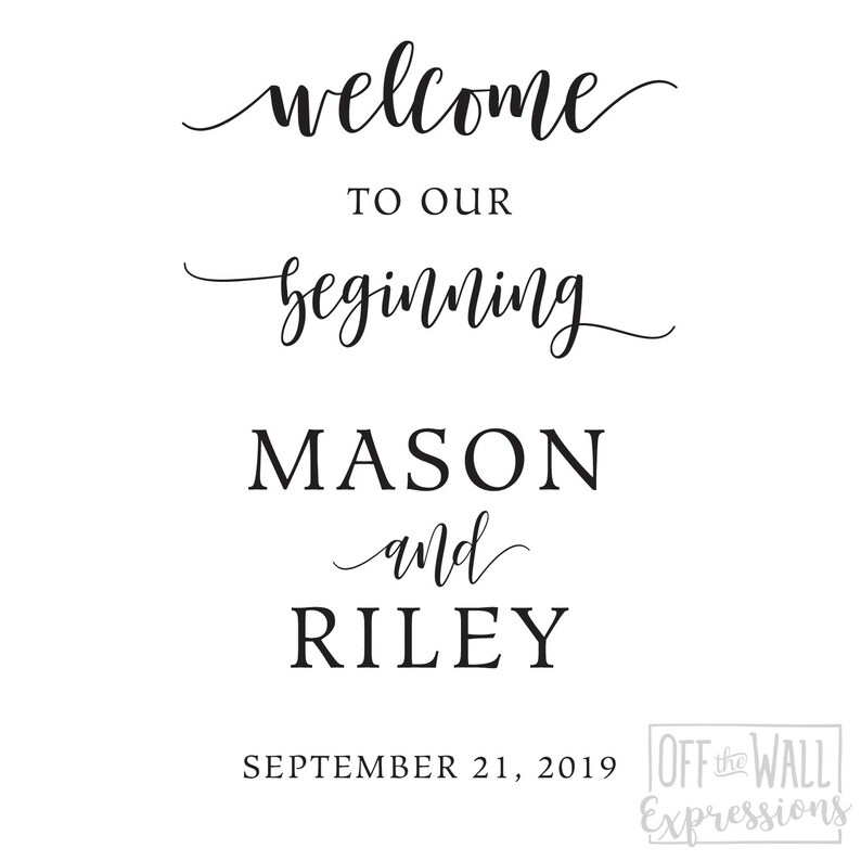 Welcome to Our Beginning Vinyl Decal Wedding Sign Decal - Etsy