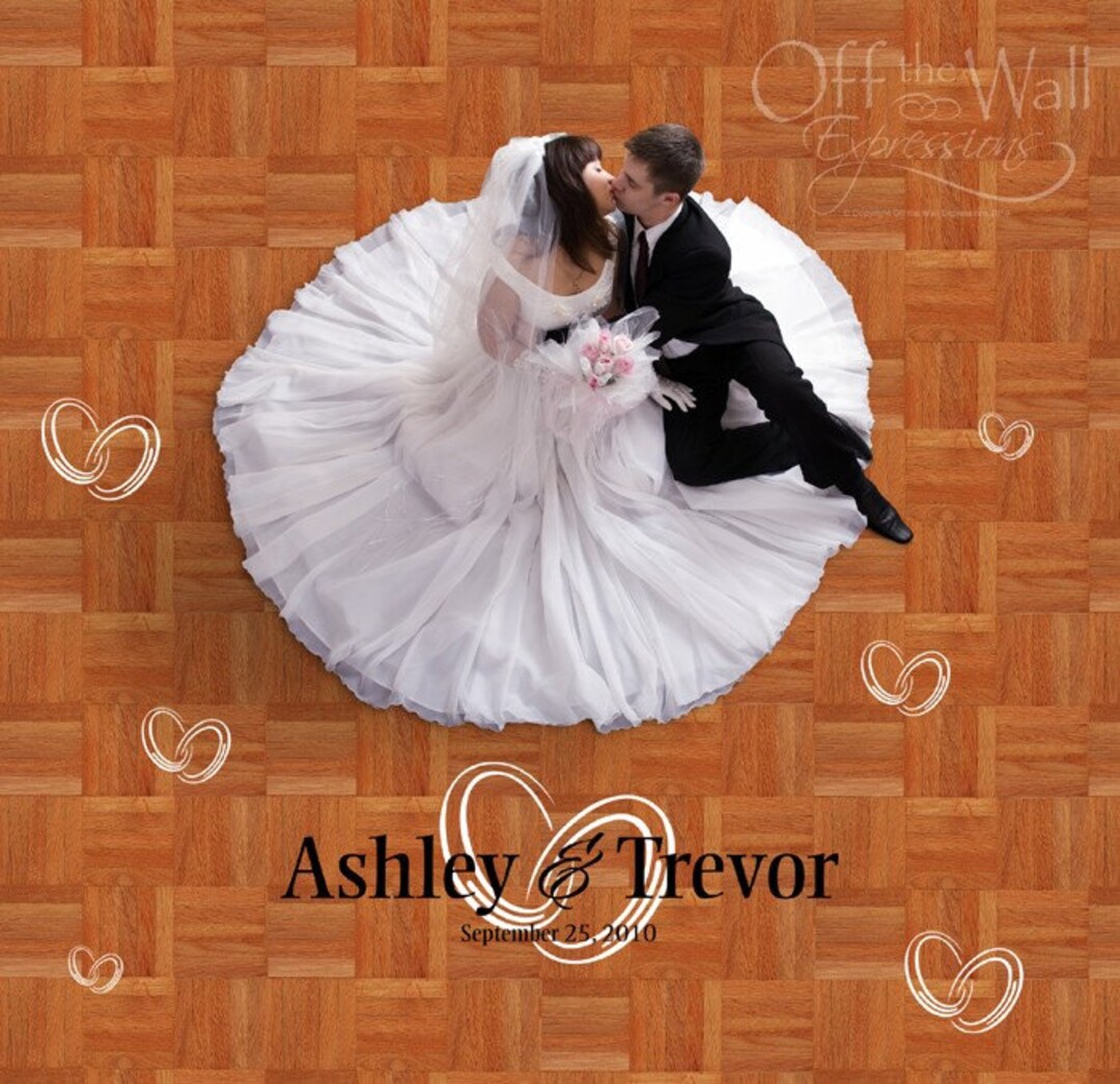 Wedding Rings Dance Floor Decal, Reception Decor, Personalized Monogram ...