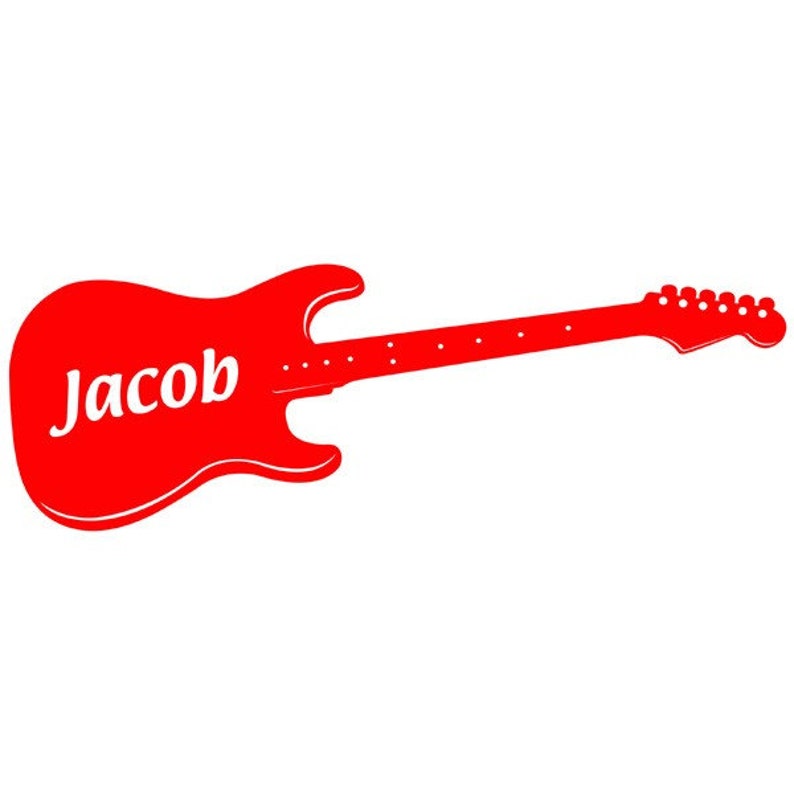 Personalized Guitar Vinyl Decal, Guitar Name Decal, Name Monogram for ...