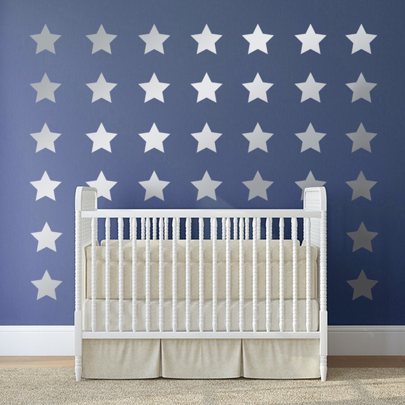 Star Decals, Silver Stars, Wall Decal Sets, Nursery Decor, Modern ...