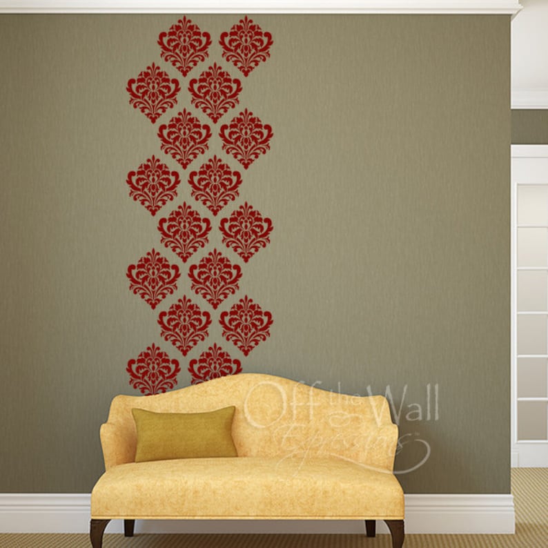 Damask Wall Decal, Set of 16 Vinyl Wall Art, Vinyl Decals - Etsy