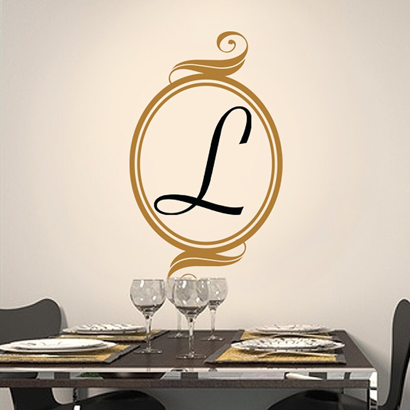 Monogram Wall Decal, Initial Vinyl Decal, Family Decal, Monogram Frame ...