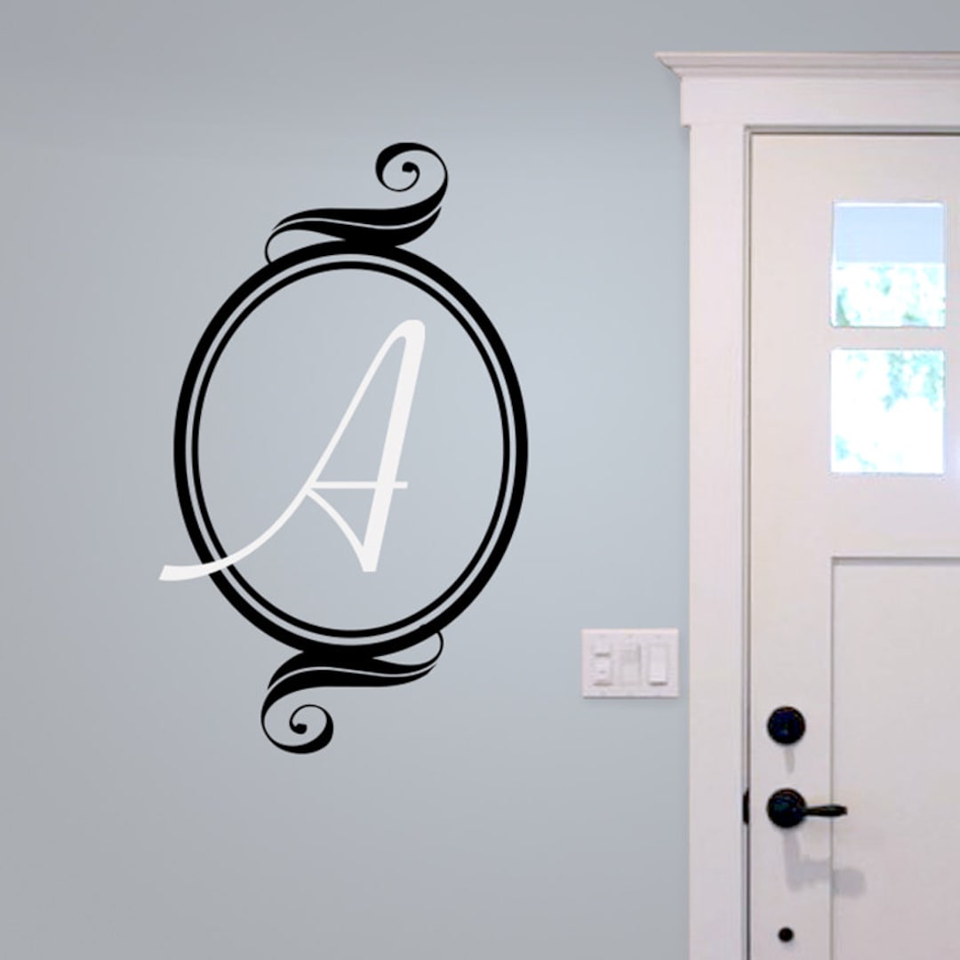 Monogram Wall Decal, Initial Vinyl Decal, Family Decal, Monogram Frame ...