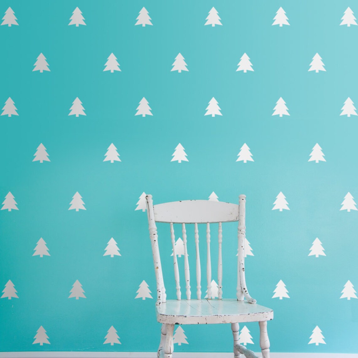 Pine Tree Vinyl Wall Decals, Set of Trees for Patterned Walls, Forest ...