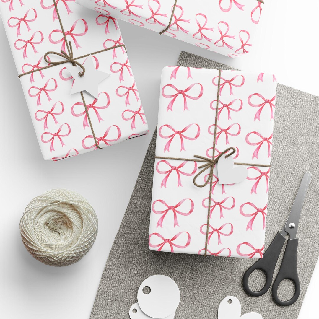 Coquette Wrapping Paper Pink Bow Gift Wrap Elegant Wrapping Paper ...