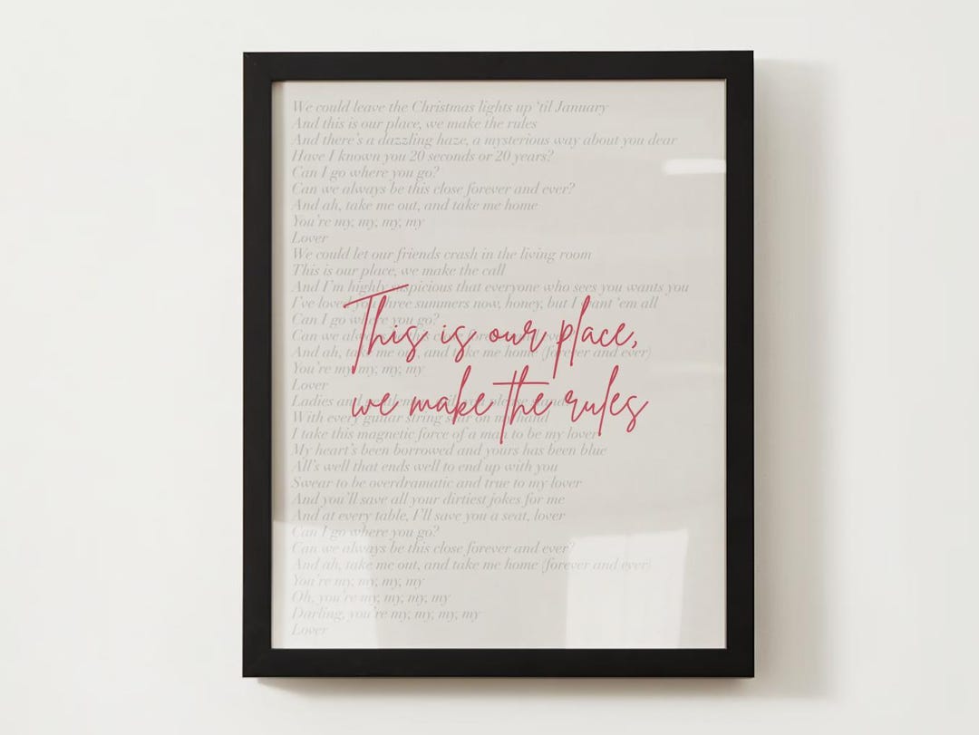 Lover Taylor Swift Lyric Art - Etsy