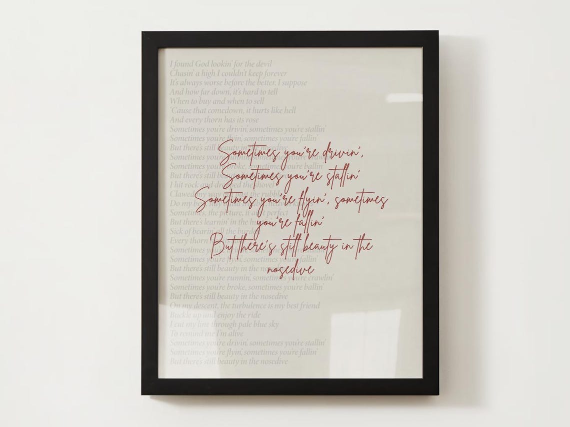 Post Malone Nosedive Lyrics Art - Red - Etsy