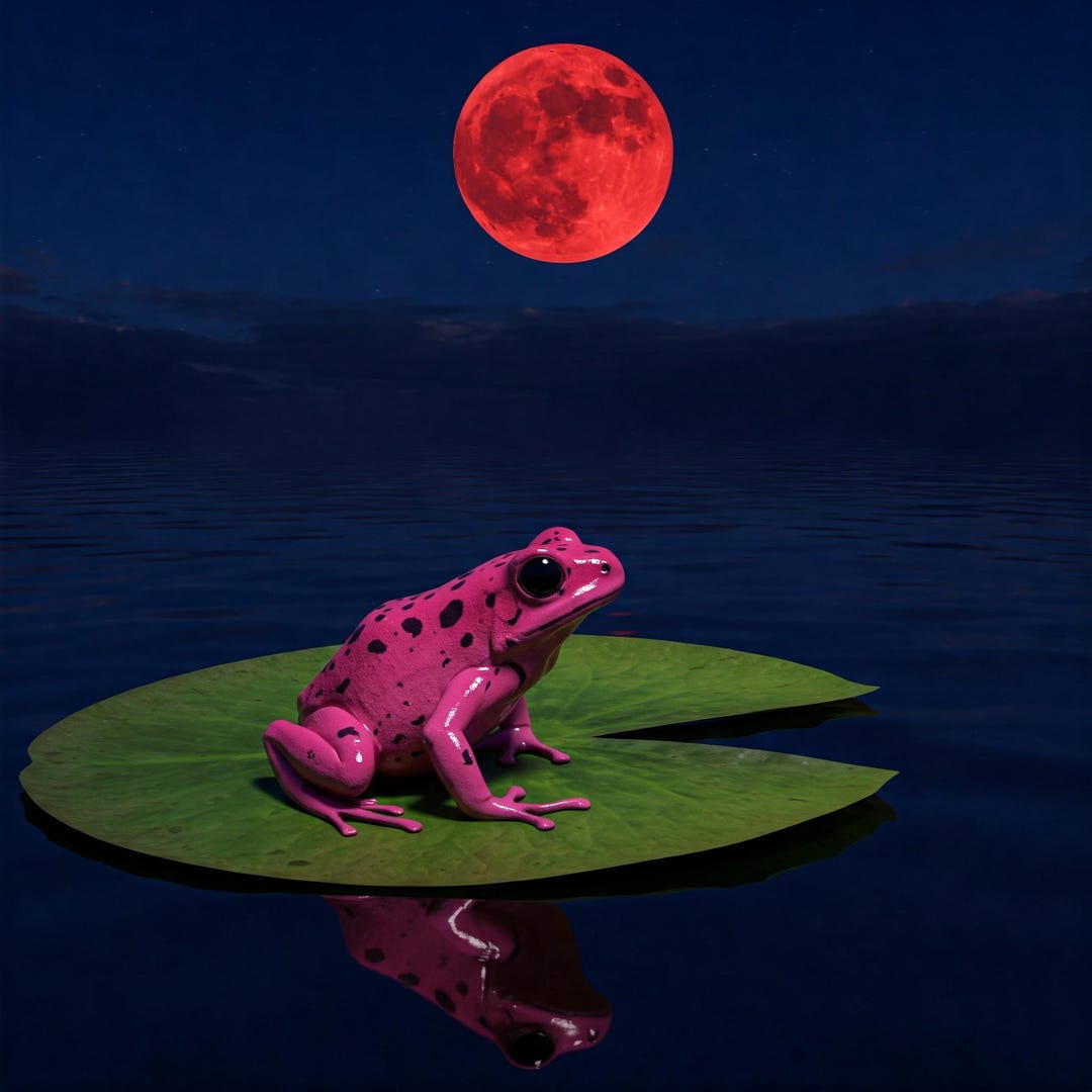 Pink Frog Red Moon Wallpaper for Android and iPhone - Etsy