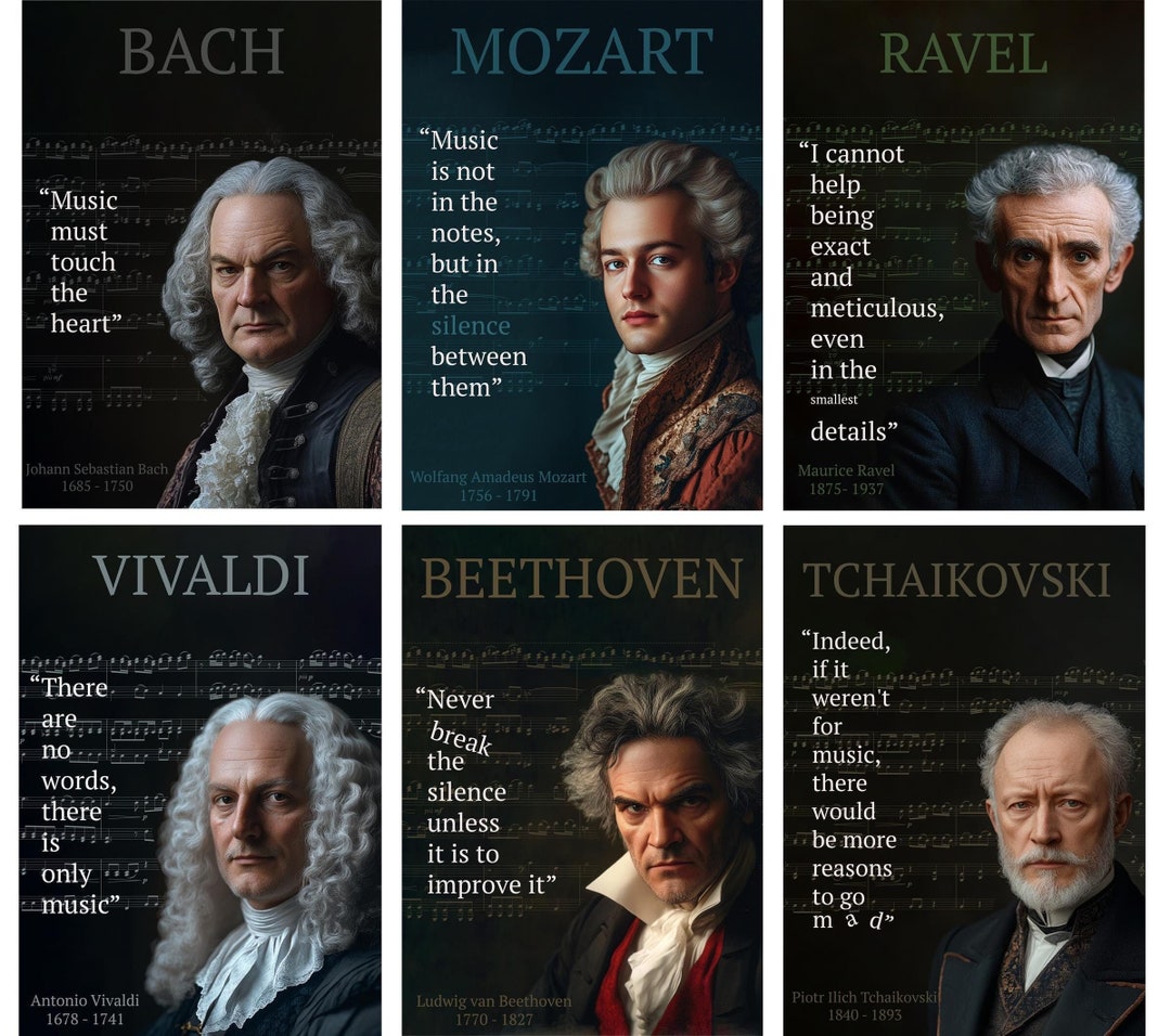 Printable Posters, 6 FAMOUS COMPOSERS, Music Gift, Infographic ...