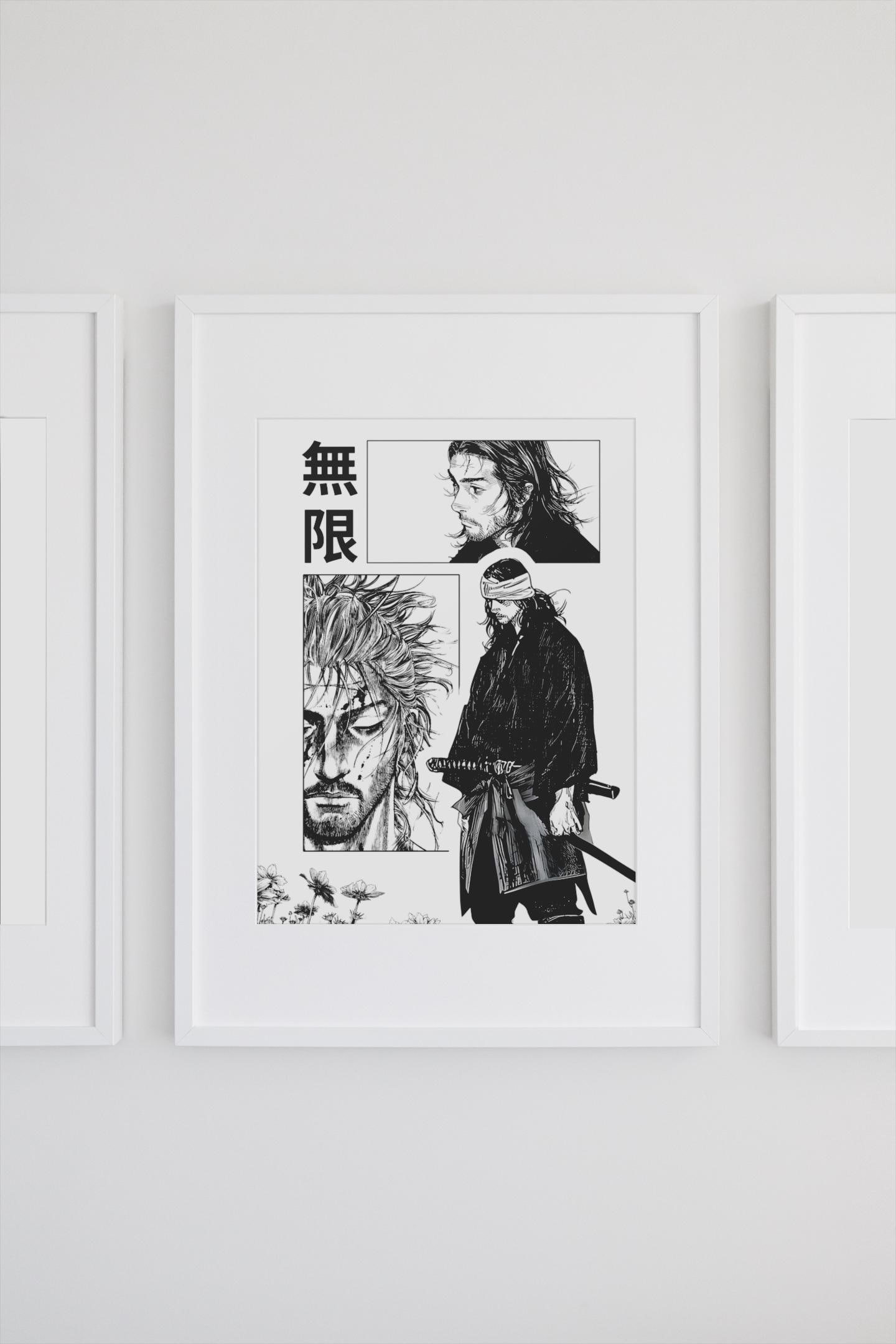 Vagabond Wall Art, Miyamoto Musashi Poster, Japanese Art Print, Samurai ...