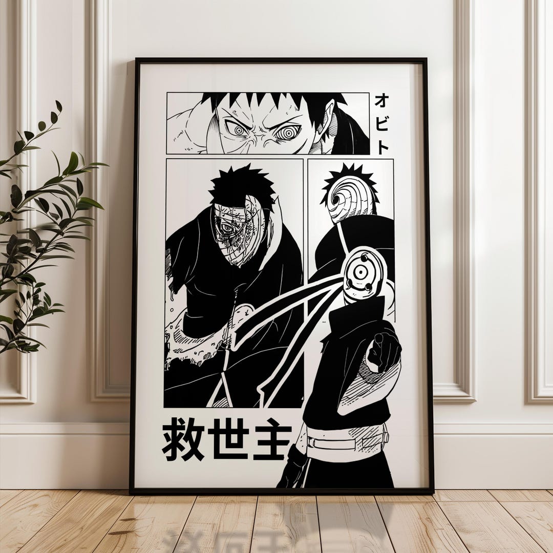 Obito Uchiha Poster, Naruto Wall Art, Naruto Shippuden Poster, Naruto ...