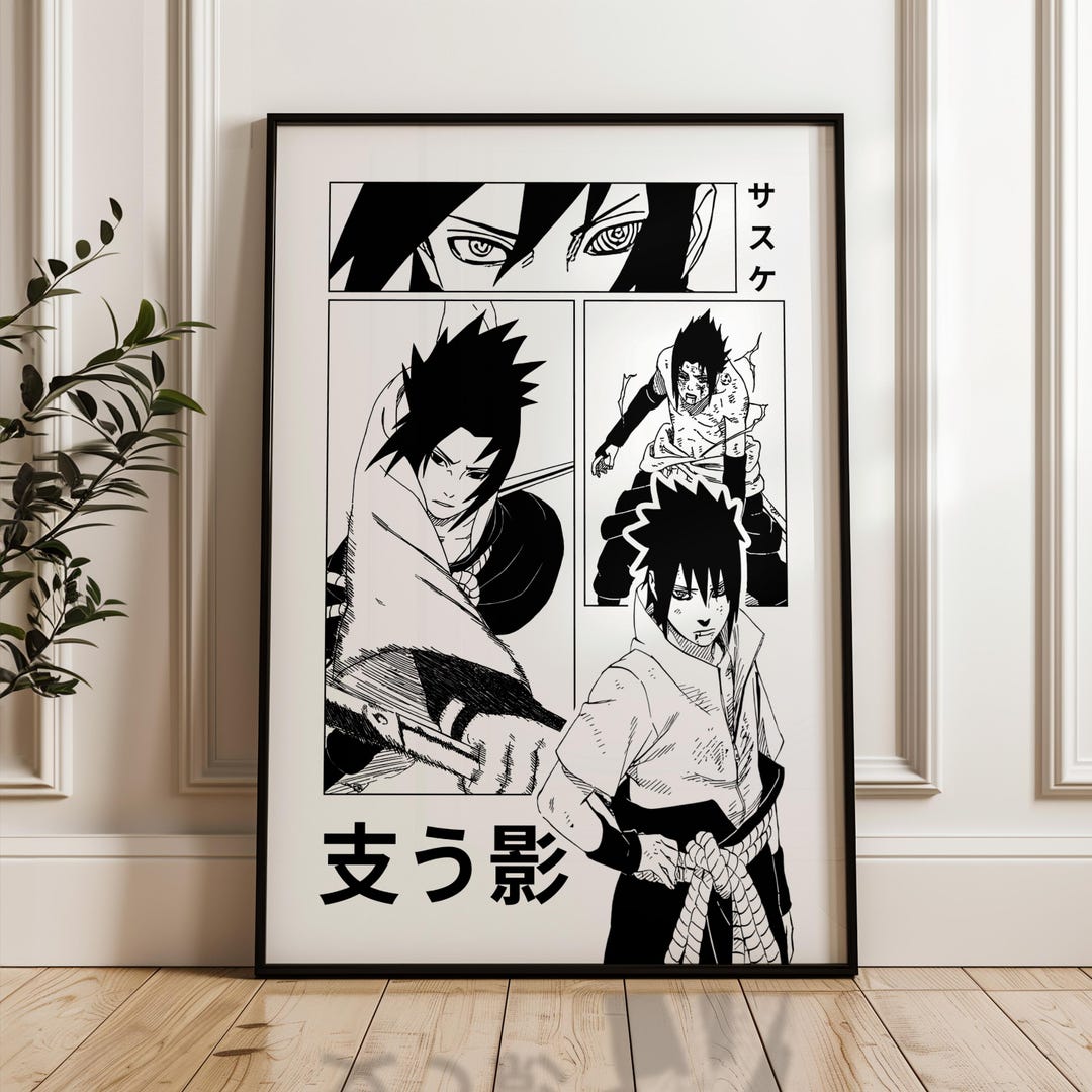 Sasuke Uchiha Poster, Naruto Wall Art, Naruto Shippuden Anime Poster ...