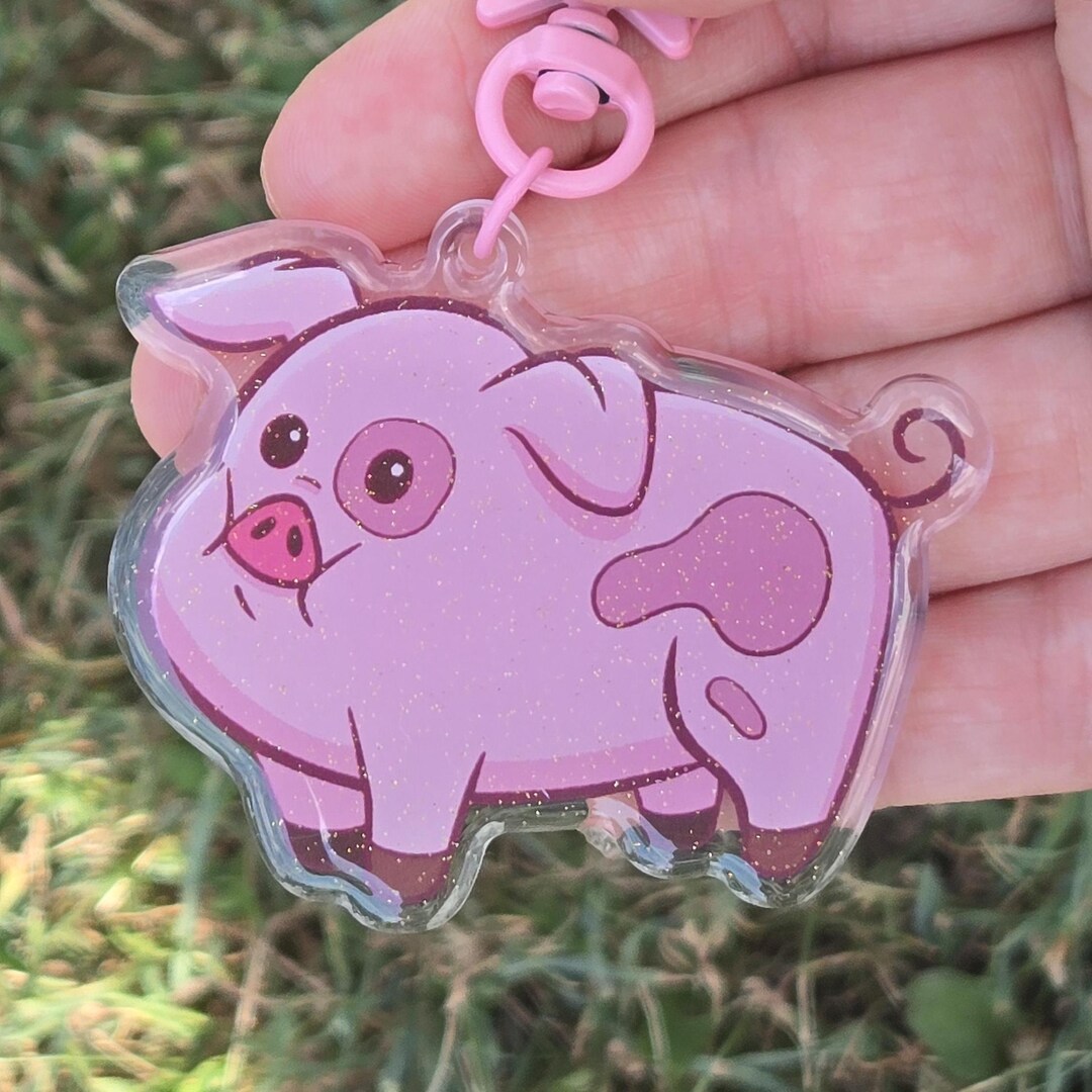 Waddles Pig Keychain Gravity Falls Inspired Glitter Charm - Etsy