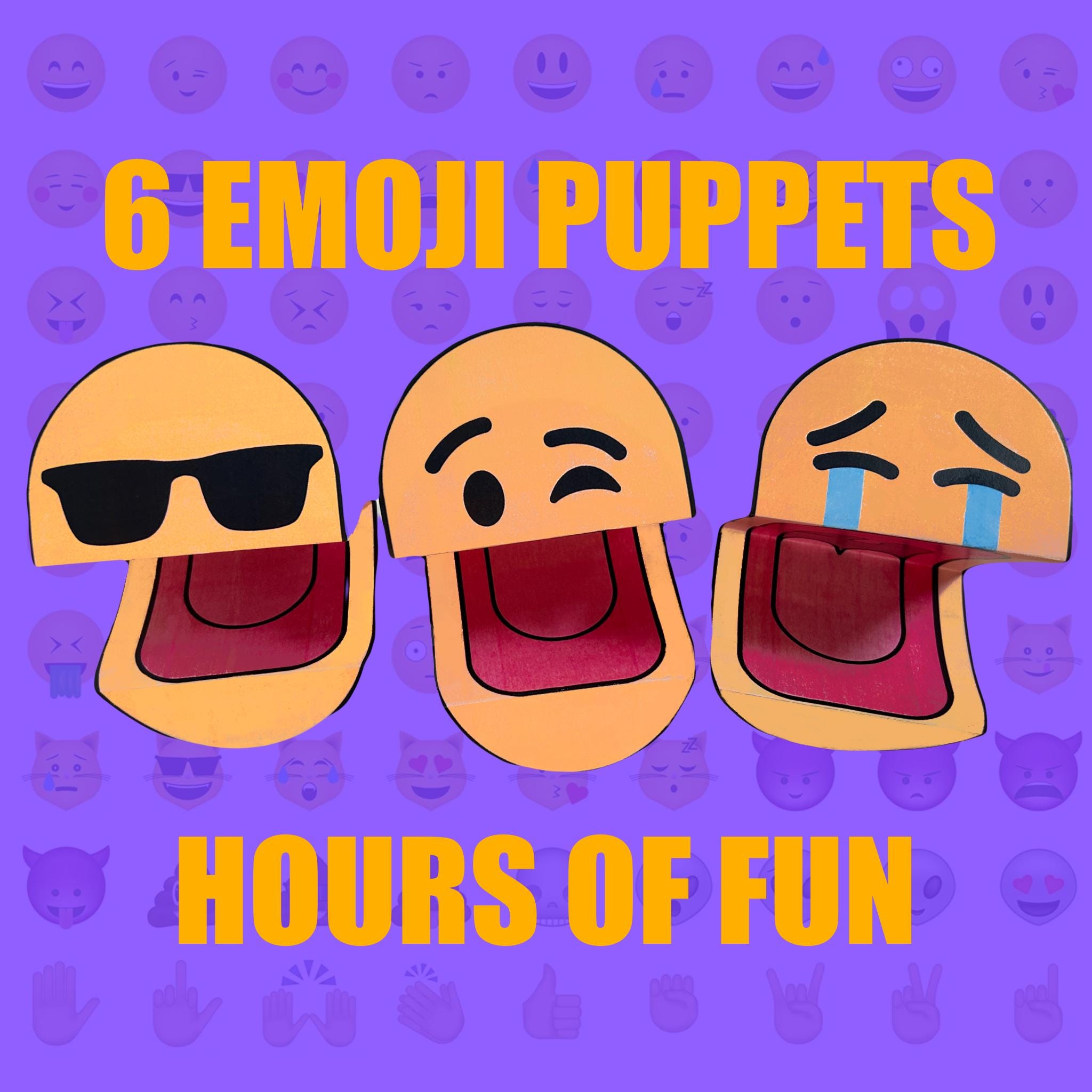 EMOJI Paper Puppets, Printable Puppet Templates, Emotes, DIY Puppets ...