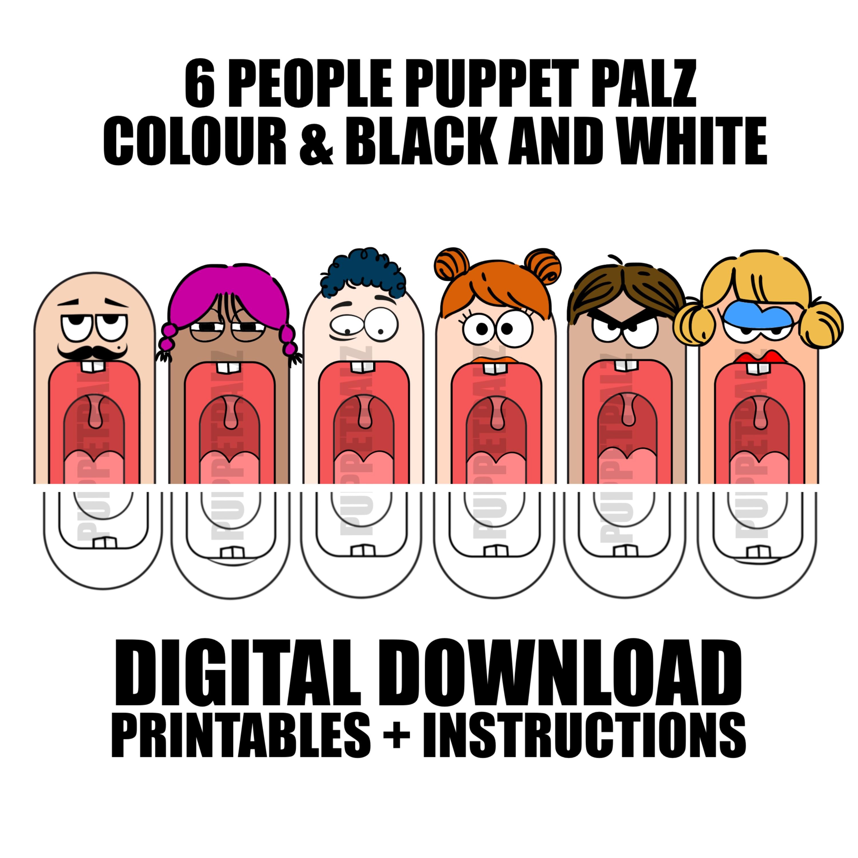 Printable Paper Puppets, DIY, Cut Out & Assemble, Hand Puppet, Pretend ...