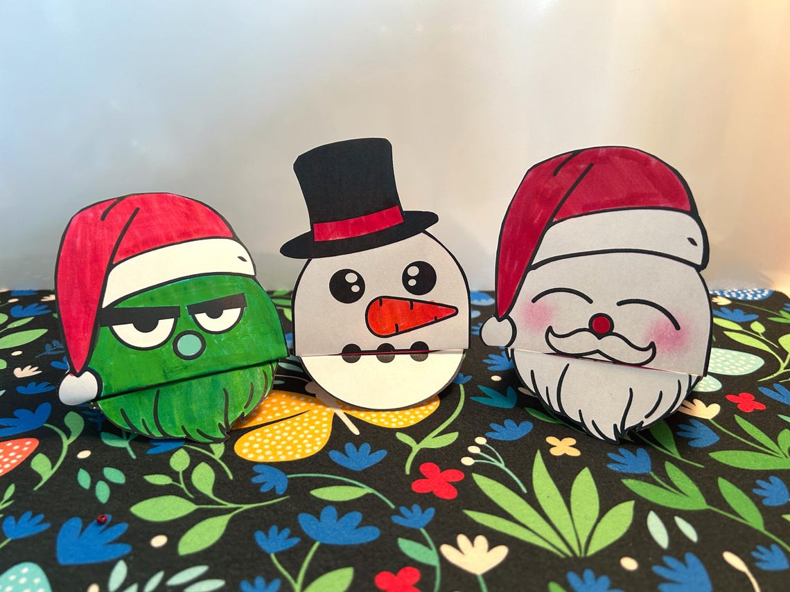 Holiday Printable Paper Puppet Palz, Santa and Rudolph, GRINCH, Elf and ...