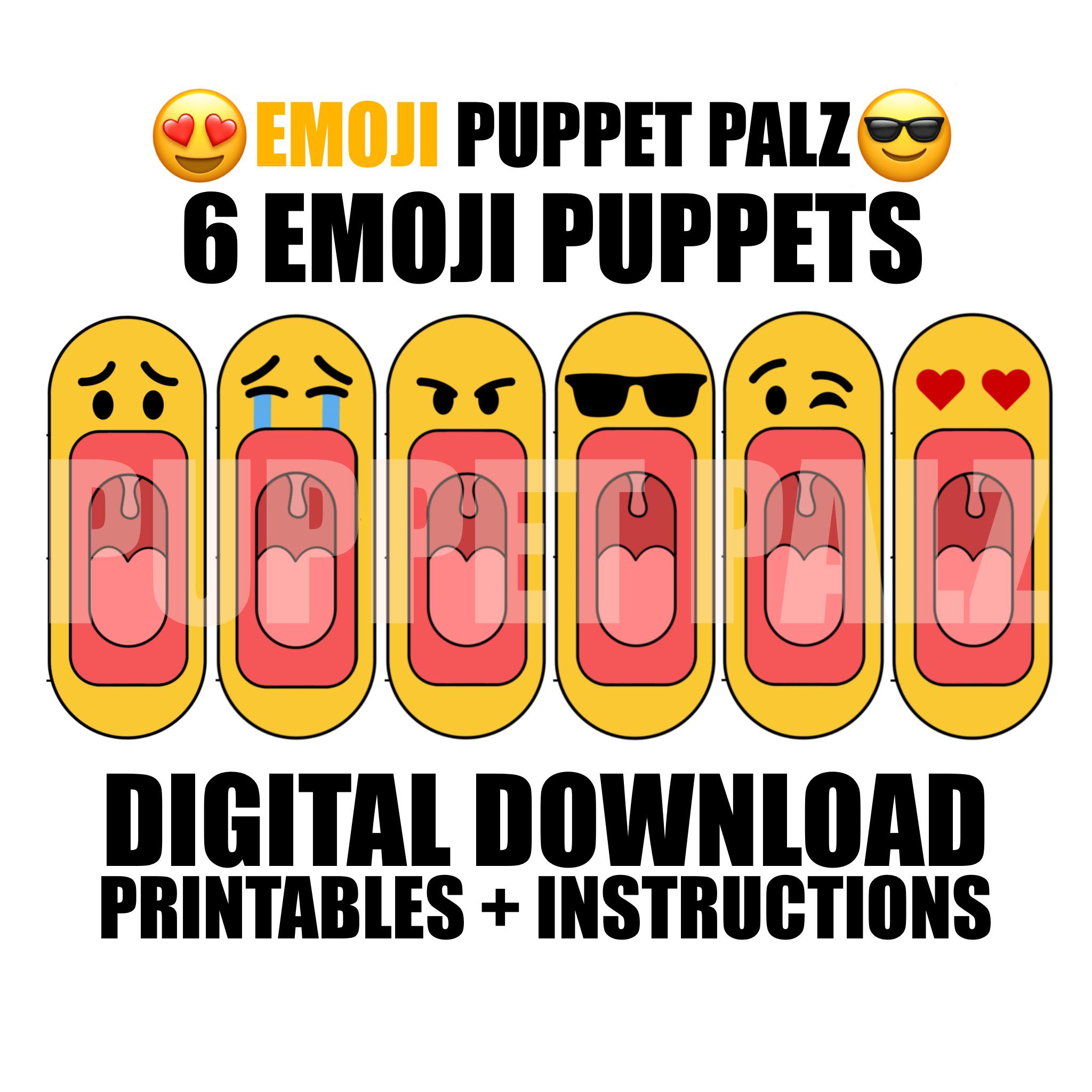EMOJI Paper Puppets, Printable Puppet Templates, Emotes, DIY Puppets ...
