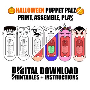 Printable HALLOWEEN Puppet Palz, Paper Hand Puppets, Digital Download ...