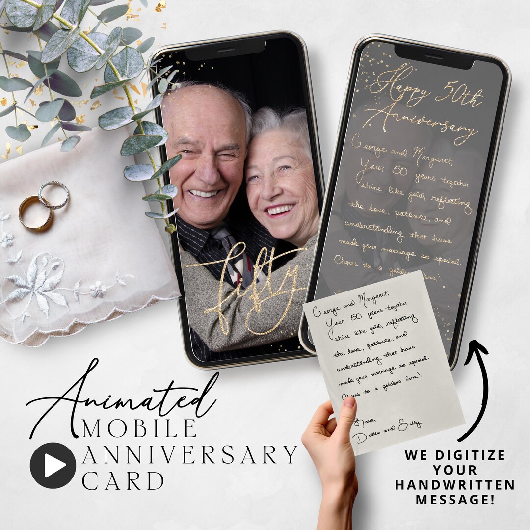 50th Anniversary Animated Digital Card, Personalized Anniversary Mobile ...