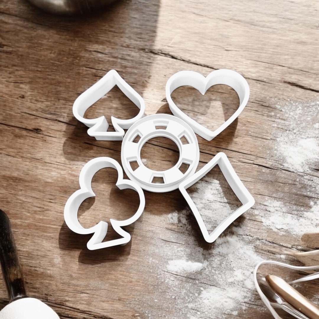 Poker Night Cookie Cutter Set: Card Suit & Chip Designs (5 Pcs) - Etsy