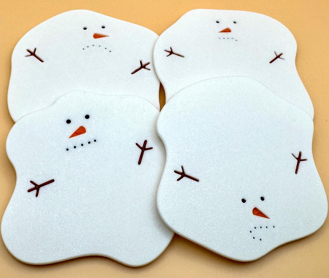 Melted Snowman Coasters - Set of 4 | Unique Christmas Décor | Non-slip ...