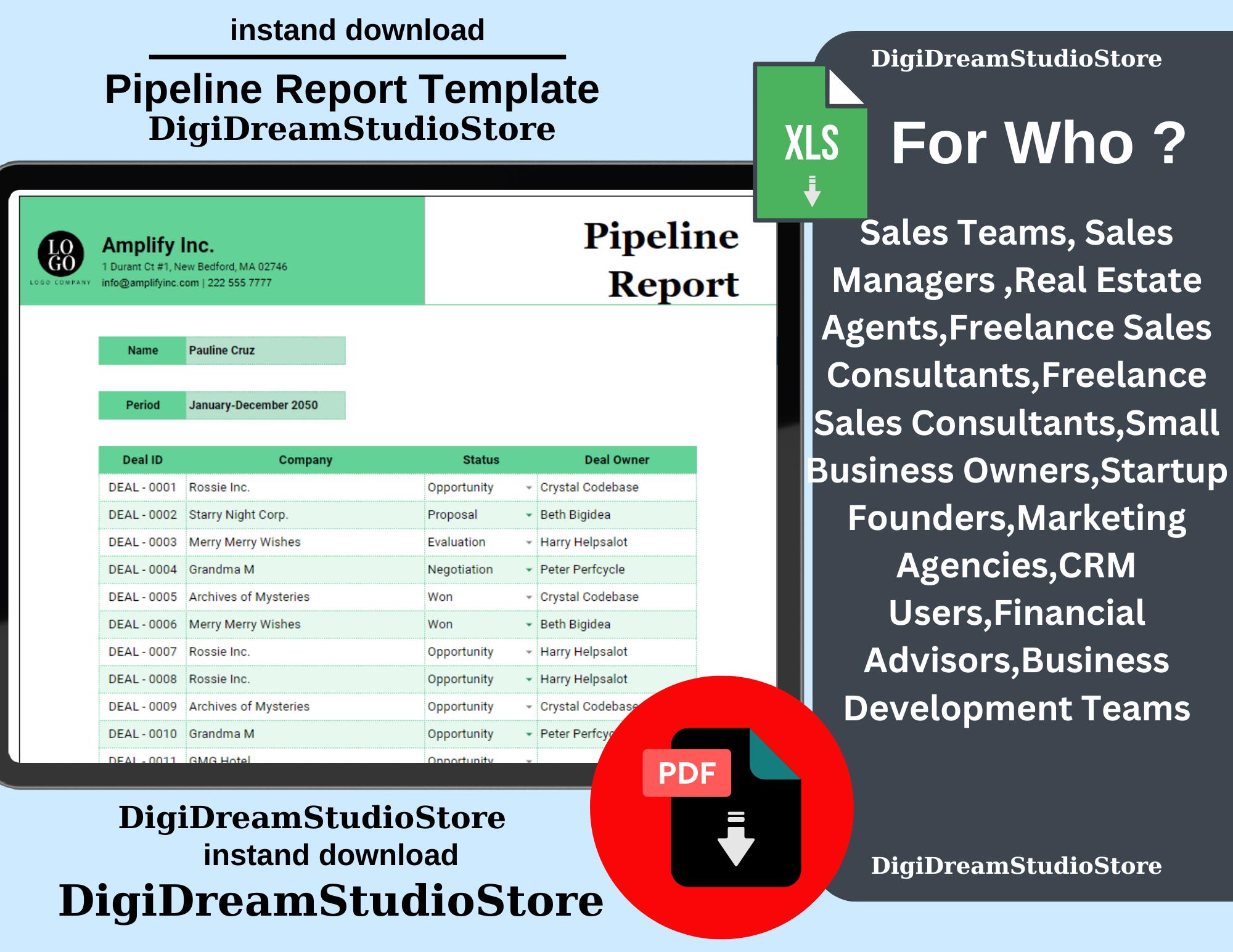 Editable Pipeline Report Template Easy Digital Download for Sales Teams ...