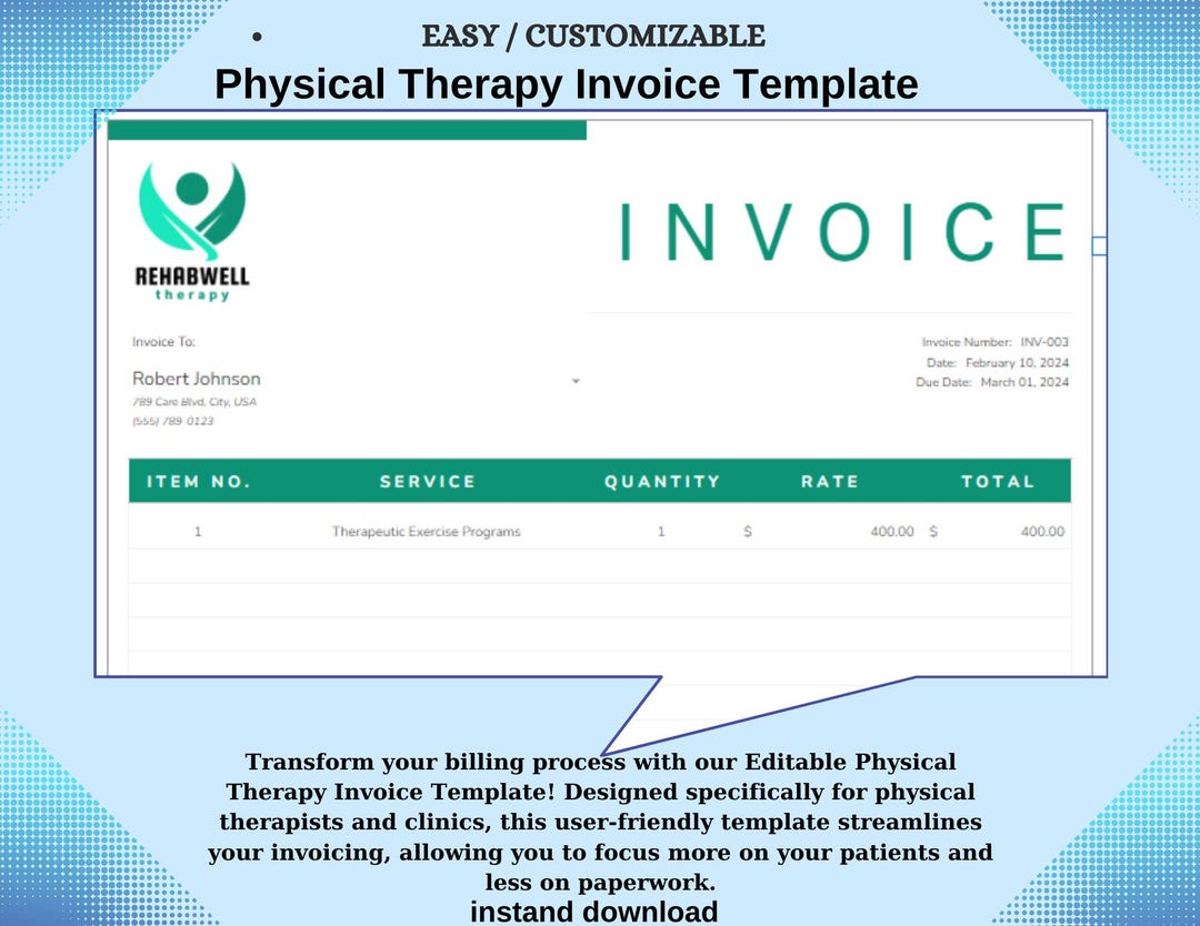Physical Therapy Invoice Template - Ablebionics