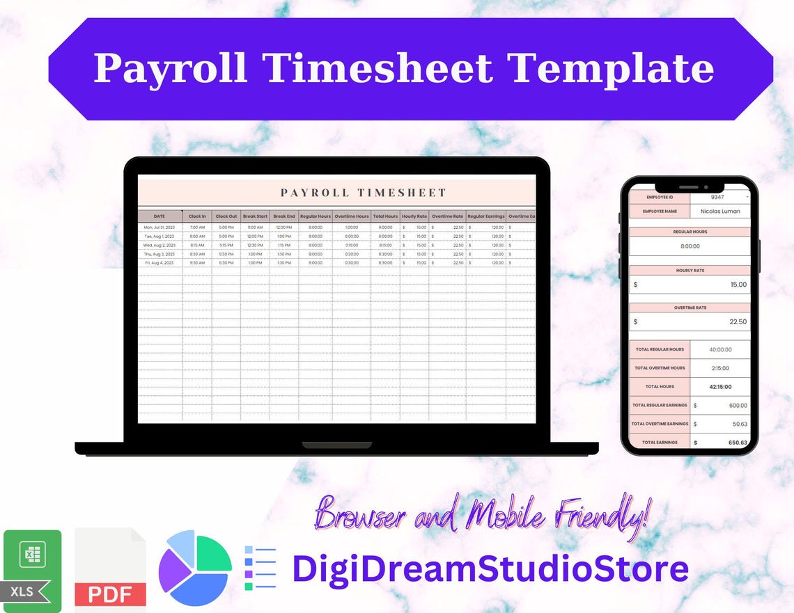 Payroll Timesheet Template, Google Sheets for Freelancers, Small ...