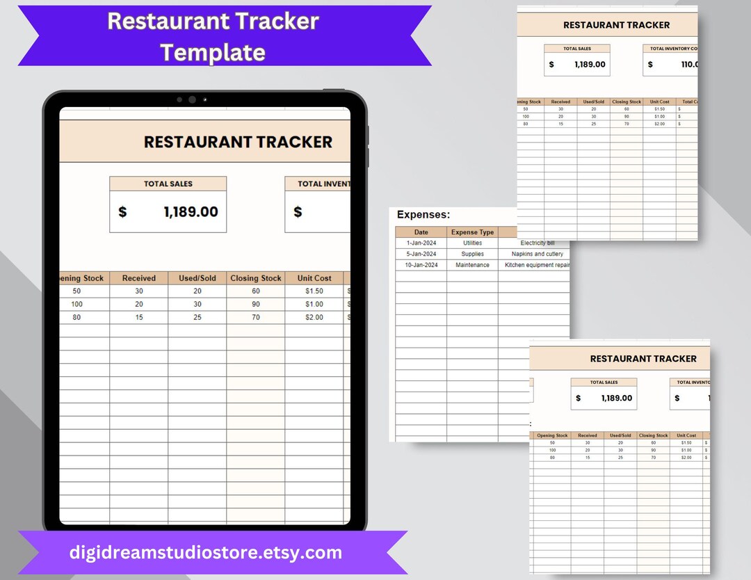 Restaurant Tracker Template, Google Sheets for Small Business Owners ...