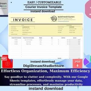 Editable Courier Invoice Template Easy Digital Download for Delivery ...