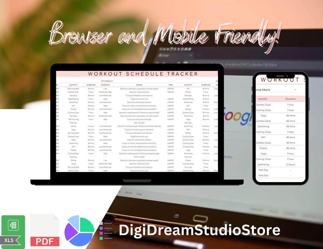 Workout Schedule Template, Google Sheets Planner for Fitness ...