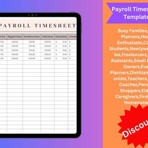 Payroll Timesheet Template, Google Sheets for Freelancers, Small ...