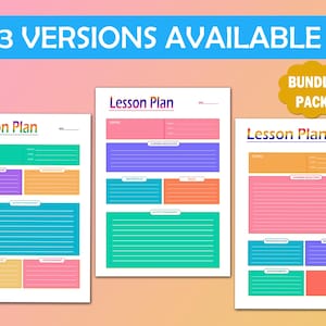 Colorful Lesson Plan Template, Printable & Fillable, Homeschool Teacher ...