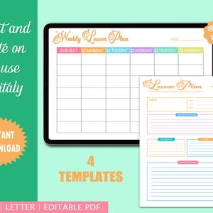 Lesson Plan Template, Lesson Planner Printable, Homeschool Teacher ...