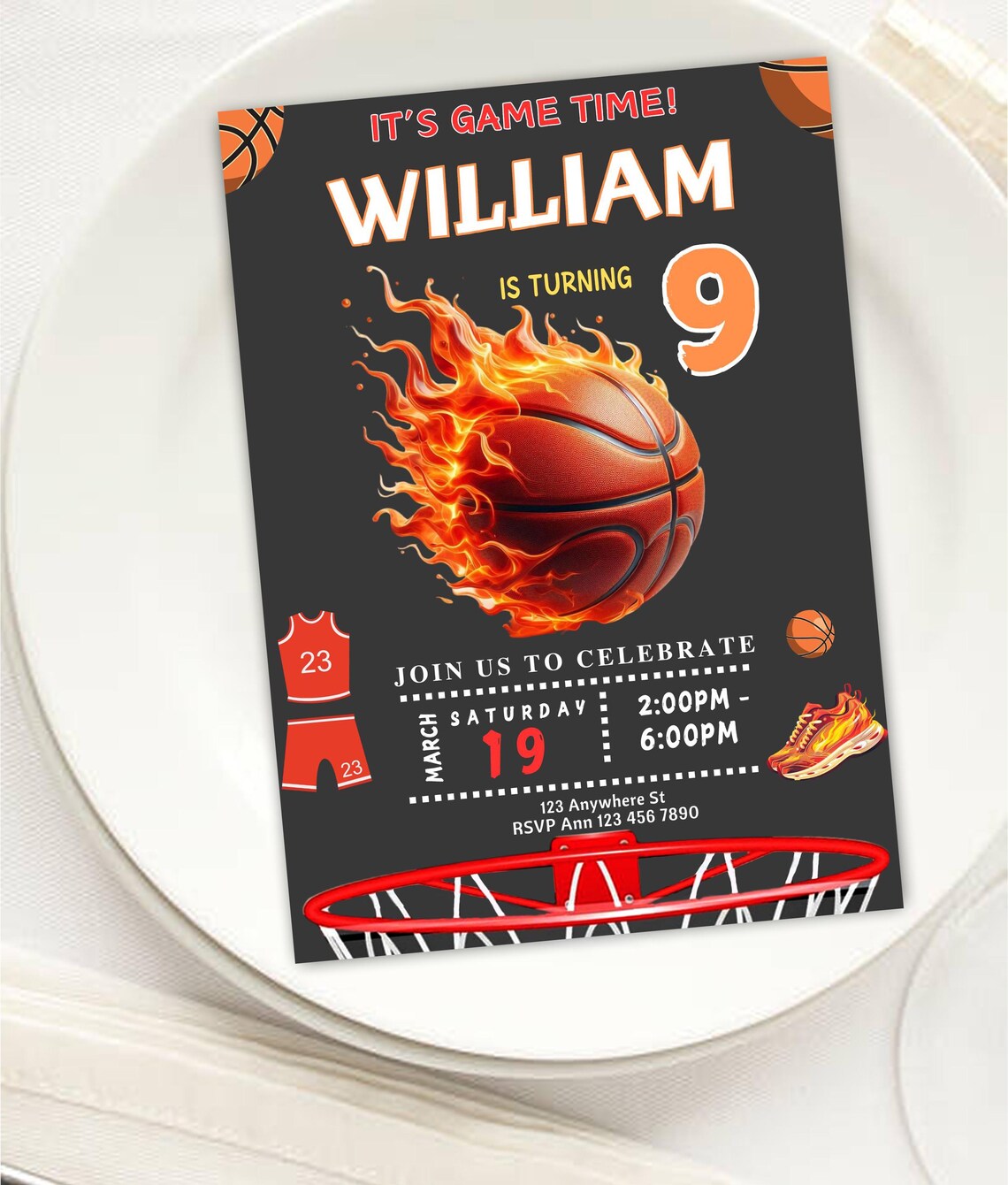 EDITABLE Basketball Birthday Invitation Template, Basketball Party ...