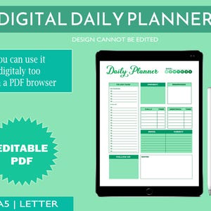 Editable Daily Planner | to Do List | Printable Productivity Day ...