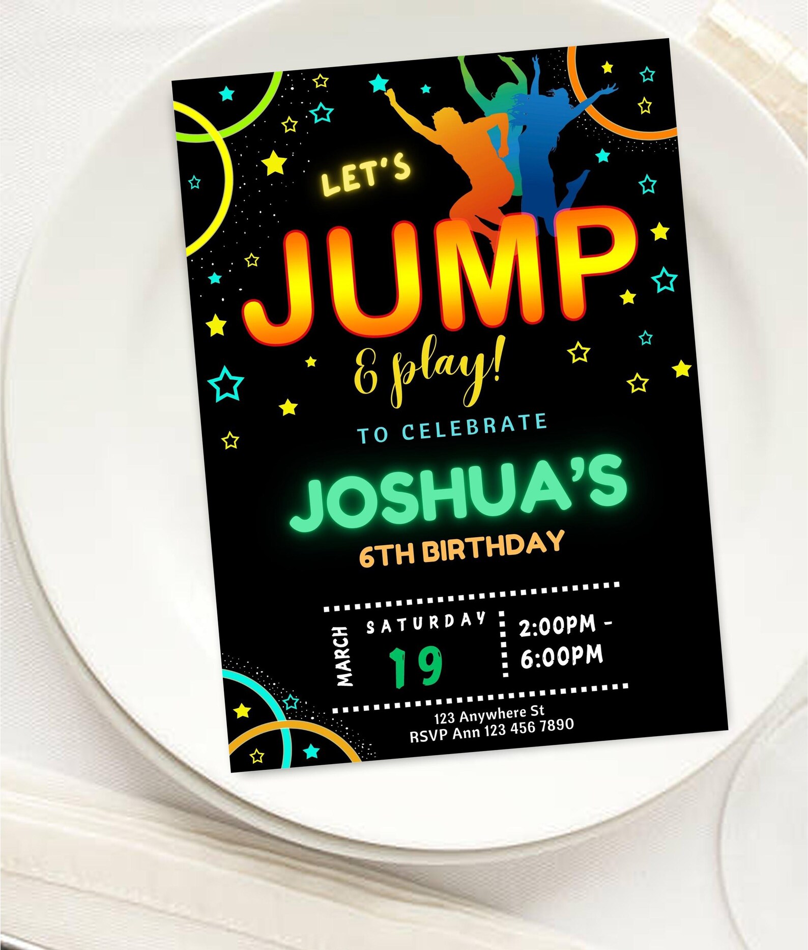 Editable Jump Party Birthday Invitation, Boys and Girls Party ...