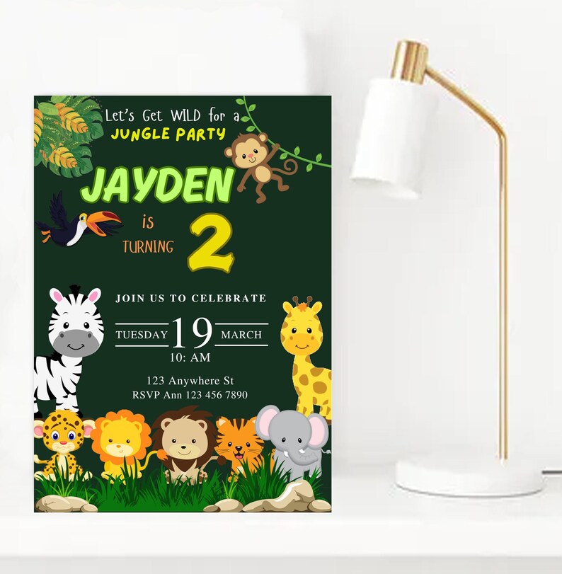 EDITABLE Safari Birthday Invitation, Jungle Animals Invitations ...
