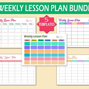 Weekly Lesson Plan Template, 5 Pg BUNDLE, Teacher Lesson Planner ...