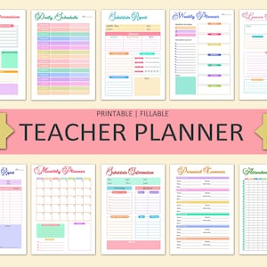 TEACHER Planner Printable | Fillable, 10+ Pg BUNDLE, Lesson Plan ...