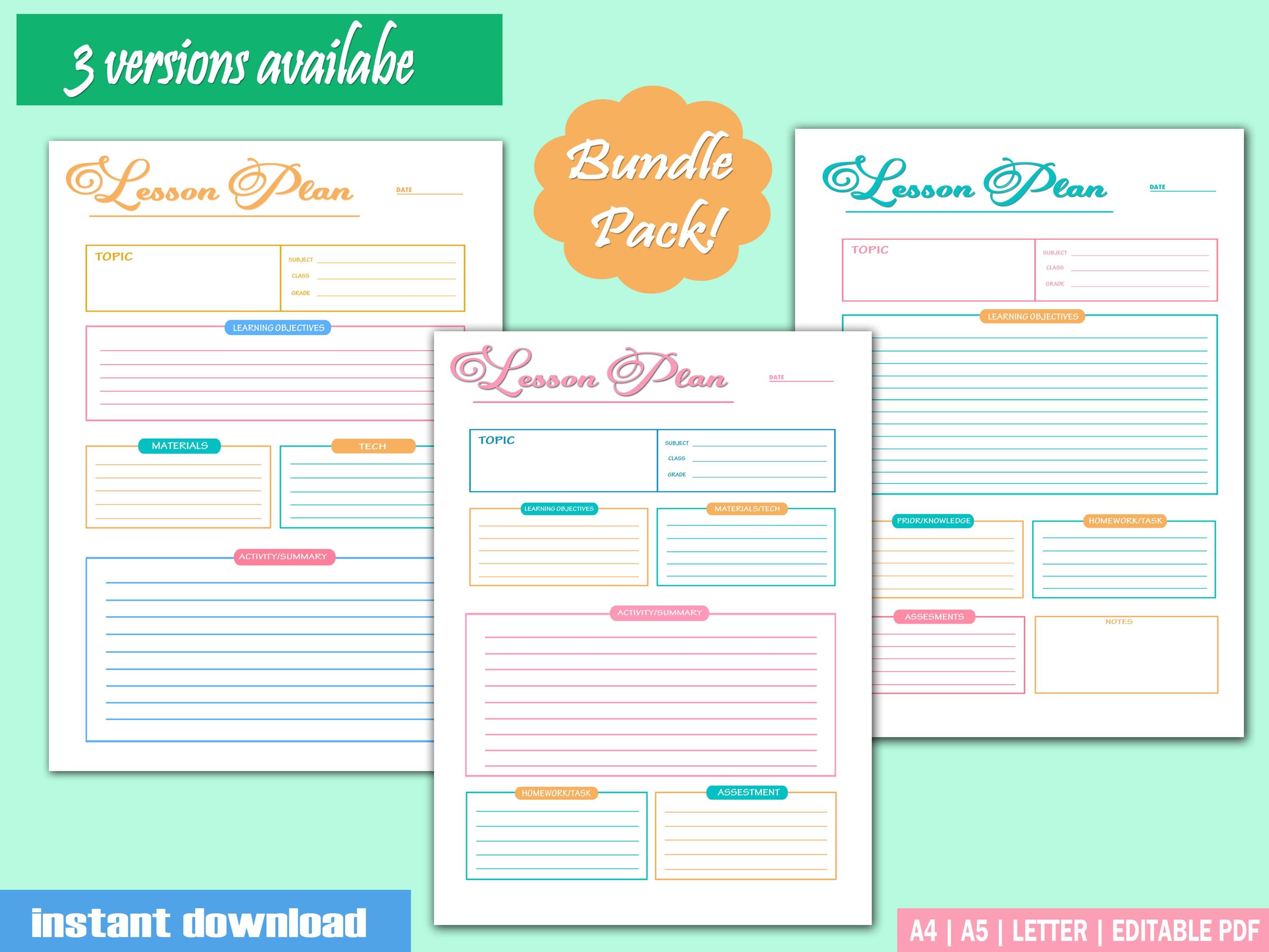 Lesson Plan Template, Lesson Planner Printable, Homeschool Teacher ...