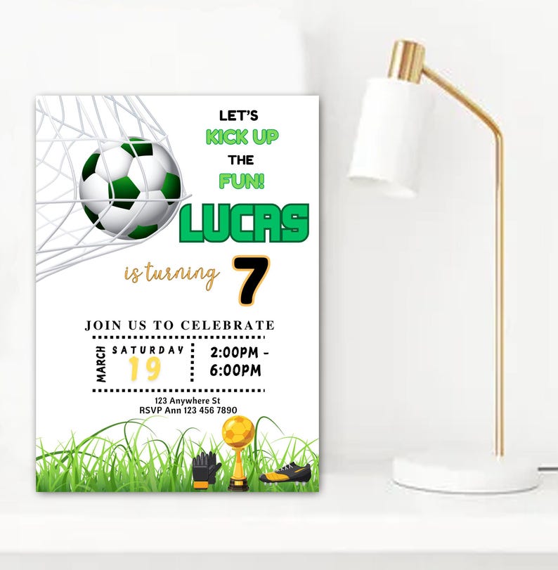 EDITABLE Soccer Birthday Invitation Template, Soccer Party Invitation ...