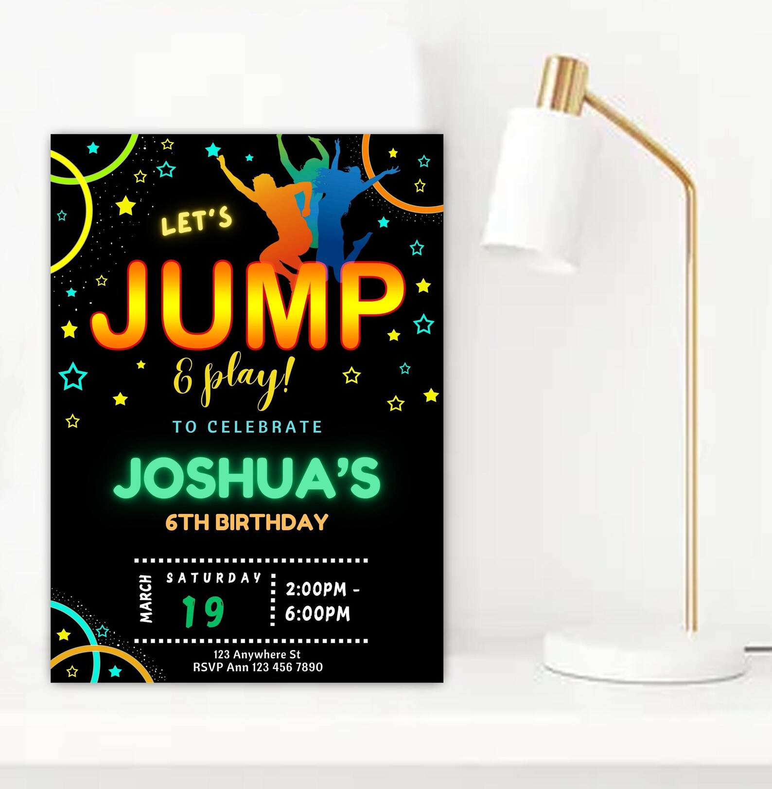 Editable Jump Party Birthday Invitation, Boys and Girls Party ...