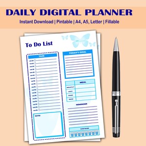 Editable Daily Planner | to Do List | Printable Productivity Day ...