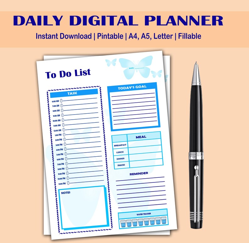 Editable Daily Planner | to Do List | Printable Productivity Day ...