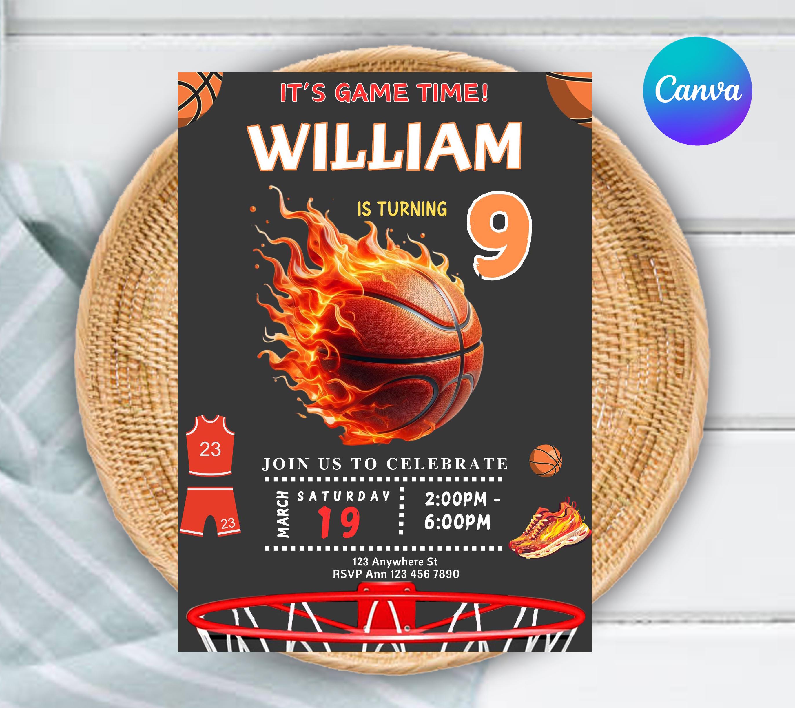 EDITABLE Basketball Birthday Invitation Template, Basketball Party ...