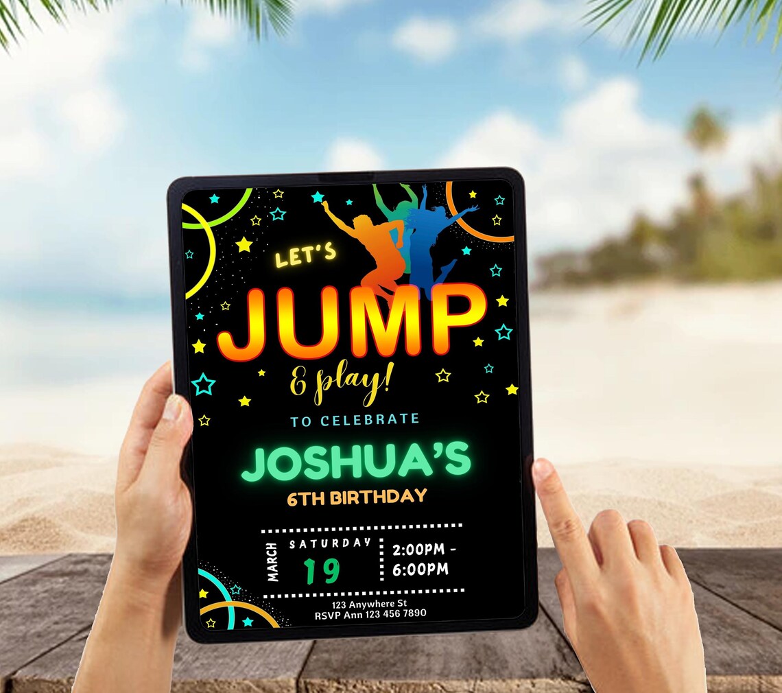 Editable Jump Party Birthday Invitation, Boys and Girls Party ...